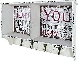 Haku Möbel Wandgarderobe Motiv, Vintage, MDF, Metall - Maße: B 65 cm x H 40 cm x T 15 cm, Style: Industrial