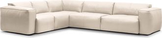 Studio Copenhagen home24 Ecksofa mit Rundecke Grau/Hellgrau Echtleder Neka 325 x 71 x 260cm Ecke davorstehend links Modern