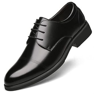 Generic Chaussures habill&eacute;es for Hommes, &agrave; Lacets, Bout Rond Poli, Derbies, Talon Bloc en Similicuir, Semelle en Caoutchouc antid&eacute;rapante, for Mariage(Black T