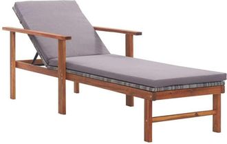 vidaXL Vidaxl - Sonnenliege mit Auflage Poly Rattan Akazie Massivholz Grau