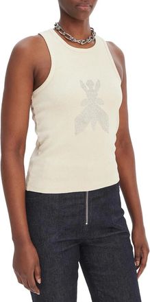 Patrizia Pepe Femme, Tops, Beige, Taille: 42 FR Haut en Jersey C&ocirc;tel&eacute;