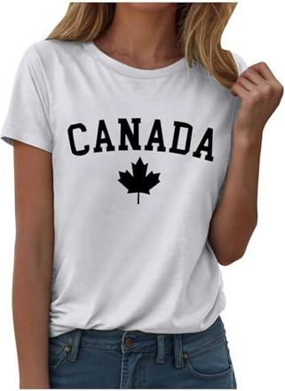 Generic T-shirt pour femme avec inscription &laquo; Keep Canada Flag &raquo;, Blanc., L