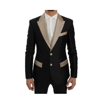 Dolce & Gabbana Sicilia TwoTone Seiden Slim Fit Blazer Jacke - - Jackets - Herren - Schwarzk - XS