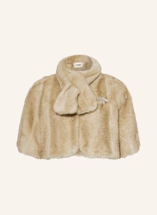 Maje Kunstfell-Bolero Mit Abnehmbarem Schal beige