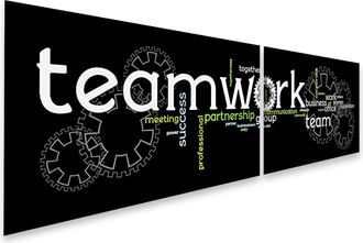 Islandburner Leinwandbild Teamarbeit Partnerschaft Kommunikation Office Gruppe Zusammenarbeit - Leinwand 160x40cm - 2 Teile
