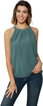 Grace Karin Camisole dété pour Femme Coupe Ample Col Rond Tops Neckholder Sexy Tops Bleu Vert XL