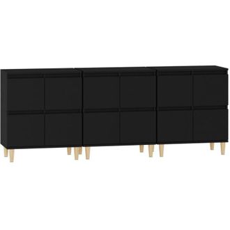 vidaXL Sideboards 3 Stk. Schwarz 60x35x70 cm Holzwerkstoff vidaXL