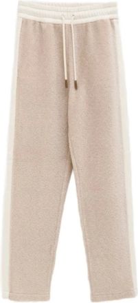 Moncler Femme, Pantalons, Beige, Taille: 40 FR Pantalon Beige &agrave; Cordon et Bande Lat&eacute;rale