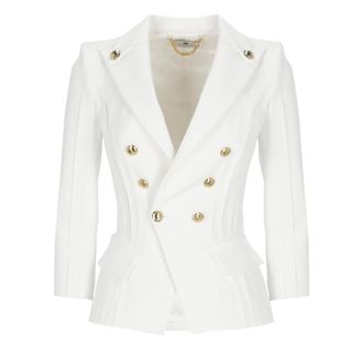 Elisabetta Franchi Femme, Vestes, Beige, Taille: 40 FR Blazer Crois&eacute;