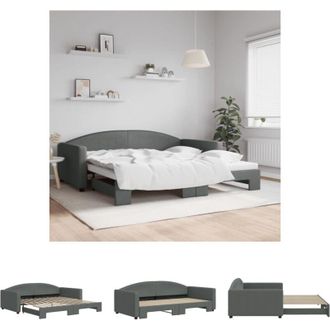 vidaXL The Living Store - Tagesbett Ausziehbar Dunkelgrau 100x200 cm Stoff - Betten & Bettgestelle - Grau