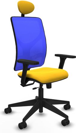 Piqueras y Crespo Stuhl f&uuml;r Kontrollzentren mit 3D-Armen, h&ouml;henverstellbarer Lendenwirbelst&uuml;tze und festem Kopfteil, ausgestattet mit Syncro/Traslack und Schneideschaum