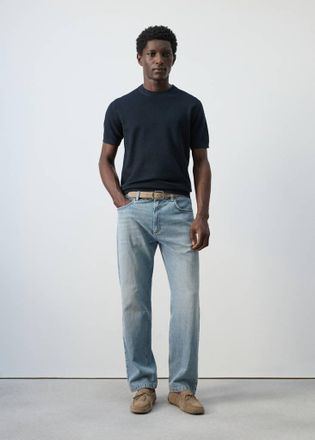 Mango T-shirt maille fine coton bleu marine - Homme - XXL - MANGO MAN