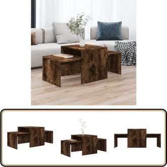 vidaXL Couchtisch-Set R&auml;uchereiche 100x48x40 cm Holzwerkstoff - Couchtisch - Set - Wohnzimmereinrichtung - Holzwerkstoff - Rauchereiche