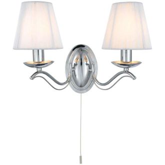 Searchlight Andretti - Applique murale &agrave; 2 ampoules pour bougie dint&eacute;rieur chrome avec abat-jour, E14 - Searchlight