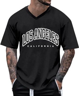 Generic T-shirt surdimensionn&eacute; pour homme - T-shirt d&eacute;t&eacute; &agrave; col rond &agrave; manches courtes - Avec imprim&eacute; urbains - Chemises basiques pour homme - Chemises d&eacute;contr