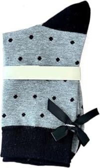 Generico Chaussettes mi-mollet avec d&eacute;tail noeud, chaussettes printani&egrave;res en coton pour femme 2 paires, Color18, Taille Unique