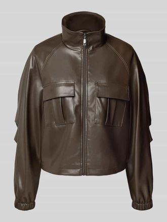 Comma Jacke in Leder-Optik mit Stehkragen