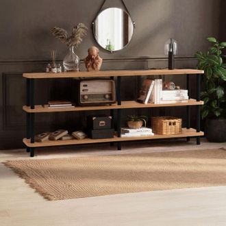 M&S Collection Console 2 niveaux 180x35x74,9 cm en d&eacute;cor naturel et noir - ARKEA
