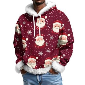 Generic Sweat à capuche de Noël pour homme, sweat à capuche de Noël pour homme, motif Père Noël moche imprimé graphique 3D, sweat-shirt décontracté pour fêtes