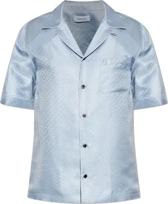 Ferragamo Homme, Chemises, Bleu, Taille: XL Chemise en soie &agrave; manches courtes