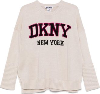 DKNY pull &agrave; logo teddy - Tons neutres