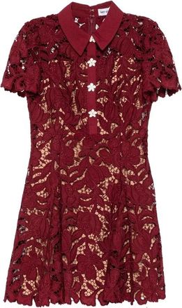Self Portrait Femme, Robes, Rouge, Taille: 38 FR Guipure Lace A-line Dress