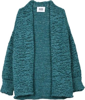 Alpha Studio Femme, Pulls, Vert, Taille: 44 FR Cardigan Nastro Intrecciato