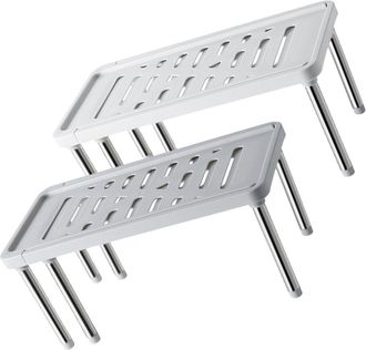 Soimiss 2 St&uuml;ck Ausziehbares Gew&uuml;rzregal aus Robustem PP und Edelstahl Multifunktionaler K&uuml;chenorganizer mit Schutzgel&auml;nder Praktisches Tisch und Haushaltssch