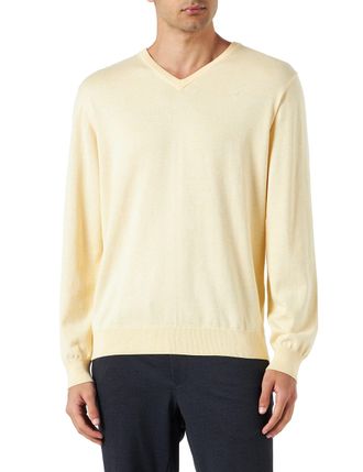 Hackett Herren Cotton Silk V Neck Pullover, hellgelb, XS