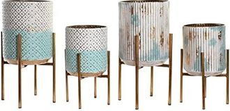 DKD Home Decor Pflanzgefäß, Gold,Mehrfarbig, Estándar