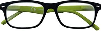 Zippo Lunettes de lecture, faites avec un cadre de lignes douces, idéale pour les hommes et les femmes, dioptrie +1,00, couleur noire, tiges vertes