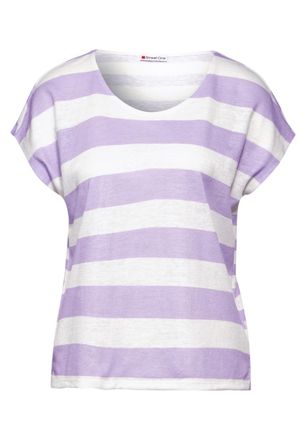 Street One Damen Gestreiftes T-Shirt smell of lavender,38