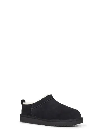 UGG Womens Mules Classic Micro Black Calf Leather Sandal