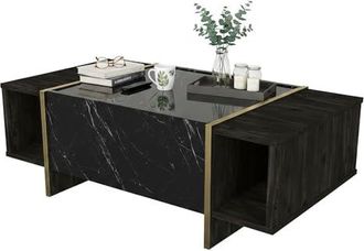 Dmora Couchtisch Miram 103.8x60x37.3h cm Schwarz Hochglanz