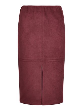 Apricot Split Front Suede Pencil Skirt