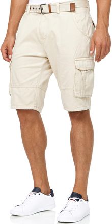 Indicode Herren Monroe Cargo Cargo-Shorts inkl. G&uuml;rtel | Bermuda M&auml;nner Sommerhose aus Baumwolle Fog, XXL