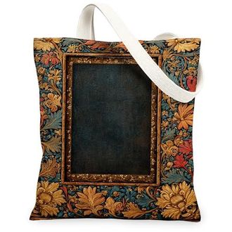 Generic Sac fourre-tout en toile &agrave; motif floral, &eacute;l&eacute;gant motif d&eacute;coratif, sacs d&eacute;picerie r&eacute;utilisables, sacs d&eacute;picerie l&eacute;gers et lavables en toile dautomne, m