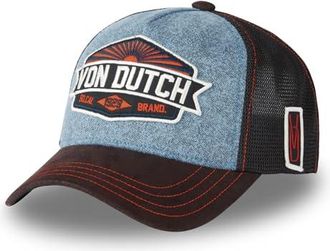 Von Dutch Casquette Homme & Femme, Casquette Trucker Lea, Ajustable avec Effet Suedine, Bleu Taille TU