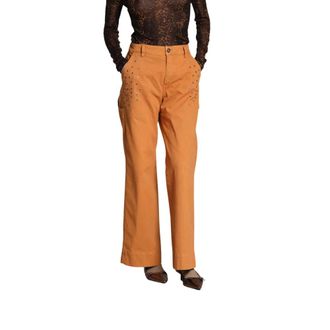 Mason's Femme, Pantalons, Orange, Taille: 40 FR Pantalon cargo large jambe Flamed Panama