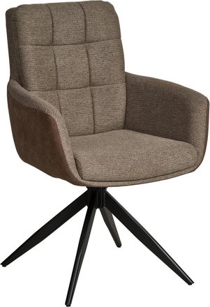 MID.YOU Mid.you Armlehnstuhl, Braun, Holz, Metall, Textil, Pappel, Sperrholz, Drehkreuz, 60x93x66 cm, inklusive Armlehnen, Sitzfl&auml;che 180&deg; drehbar, Esszimmer,