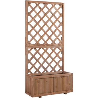 OUTSUNNY Jardini&egrave;re avec treillis - bac &agrave; fleurs - jardini&egrave;re sur pied - dim. 72,5L x 31,5l x 149,5H cm inserts dirrigation inclus bois sapin pr&eacute;-huil&eacute;