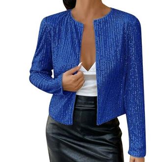 Generic HUIFUAO Veste &agrave; paillettes pour femme - Manteau scintillant &agrave; manches longues ouvert sur le devant - Cardigan &agrave; paillettes pour festival, f&ecirc;te, sortie