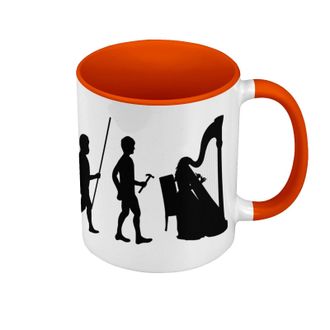 Fabulous Tasse in Premium-Qualit&auml;t, Orange - Evolution Harfe Orchester Musik Instrument Musiker - Tasse mit Henkel und farbigem Innenfutter