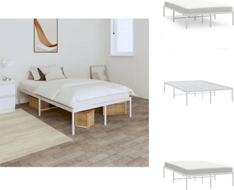vidaXL Vidaxl - Cadre de lit m&eacute;tal blanc 120x190 cm - Cadre De Lit - Lit Double - Lit Metal - Lit Blanc - Meuble Chambre