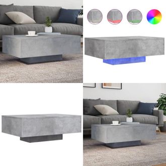 vidaXL Vidaxl - Couchtisch mit LED-Leuchten Betongrau 85x55x31 cm - Couchtisch - Wohnzimmerstil - Holzwerkstoff M&ouml;bel - led Beleuchtung - Grau Sofa Tisch