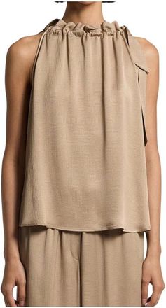 PESERICO Femme, Tops, Jaune, Taille: 40 FR Top en satin martel&eacute;