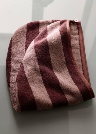 Mango Turban en coton &eacute;ponge &agrave; rayures bordeaux - Home - Taille unique - MANGO HOME