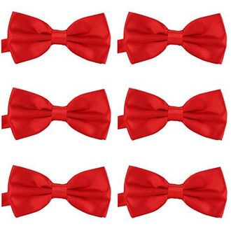 DonDon Lot de 6 Noeud papillon pour homme 12 x 6 cm avec crochet déjà lié et réglable Rouge