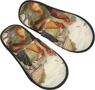 Generic Pantoufles De Voyage Poules Et Ferme Portative Accueil Pantoufles Peluche Chaussons Maison Pour H&ocirc;tel Invit&eacute; Camping M