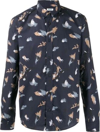 Kenzo Brushstroke Print Cotton Shirt - - Shirts - Herren - Blau - S